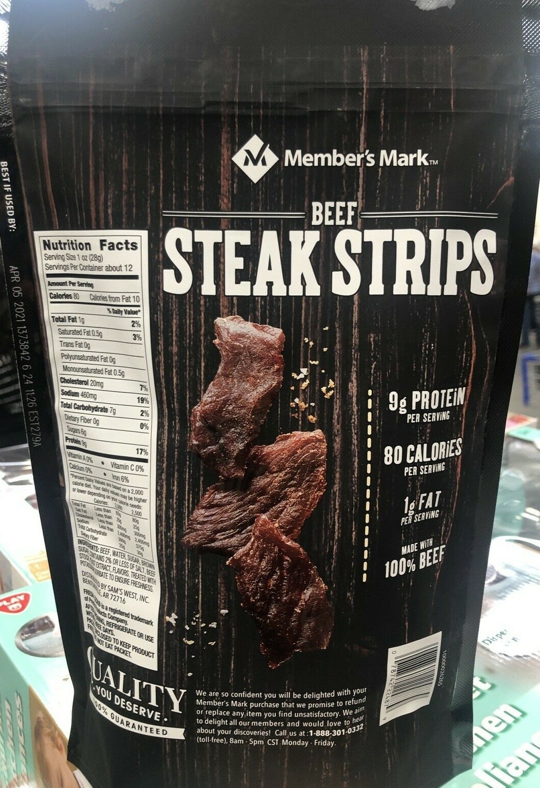 Member's Mark Beef Steak Strips Jerky Original Extra-Thick Cut, 12 ...