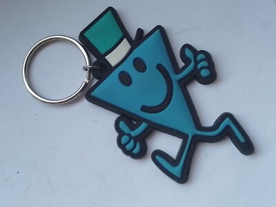 Vintage Retro Keyring Key RING plastic Mr Men Blue Triangle Man in Blue ...