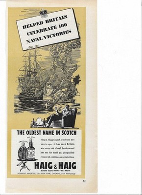 Haig & Haig Blended Scotch Vintage Print Ad Naval Ship Man Chair ...