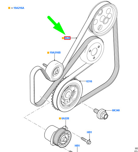 FORD GALAXY MK2 DRIVE V-BELT 1416245 6G9Q-6C301-CA ORIGINAL for sale ...