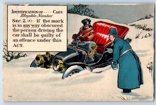 Identifications Of Cars Postcard Illegible Number On Winter Scene c1910 ...