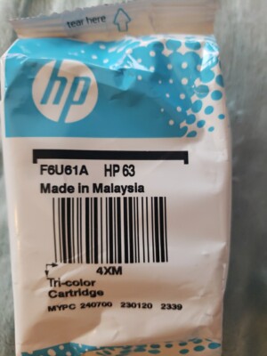 HP (Hewlett Packard) #63 Tri-Color Ink Cartridge in Foil Packet - New ...