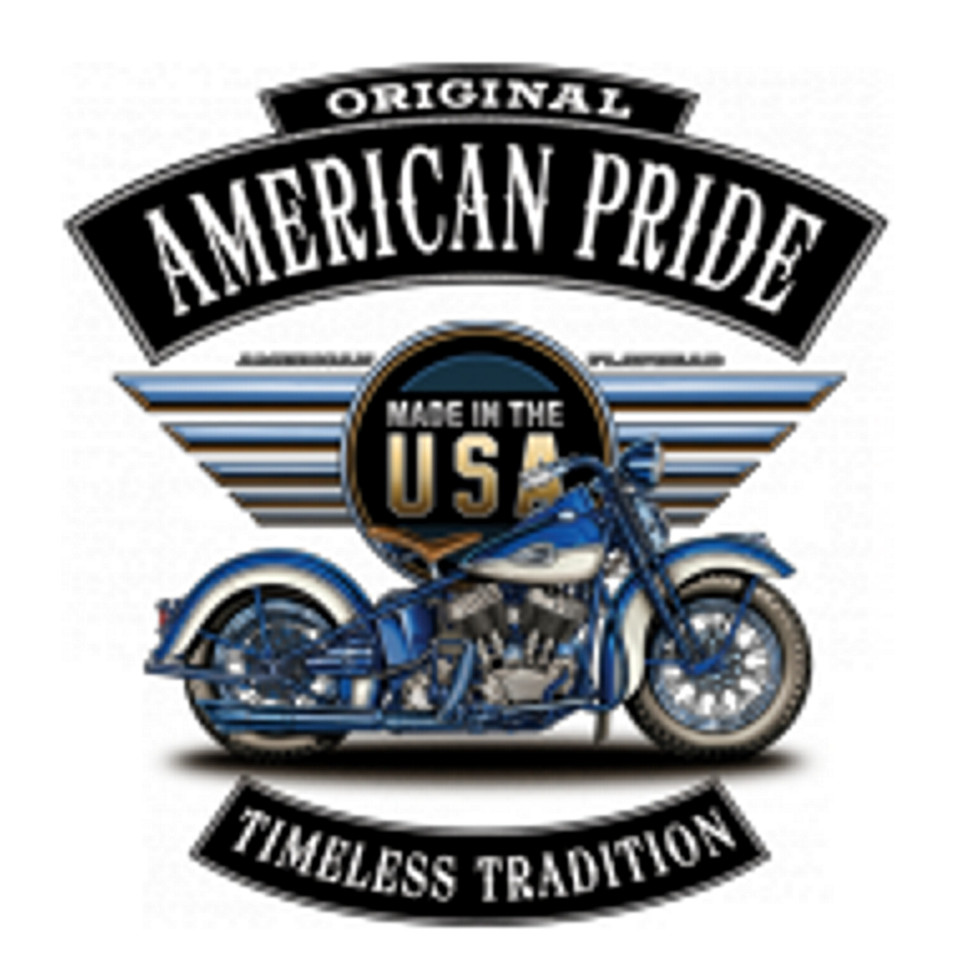 T Shirt IN Navy Blue With Biker Chopper- & Old School Motif Model Blue ...