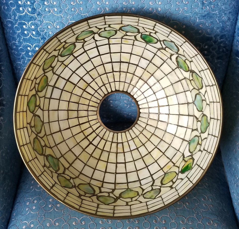 Tiffany Studios Leaded Slag Glass Acorn Shade, Rookwood Pottery Lamp ...