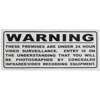 Large Surveillance Warning Sticker - Black lettering on white ...