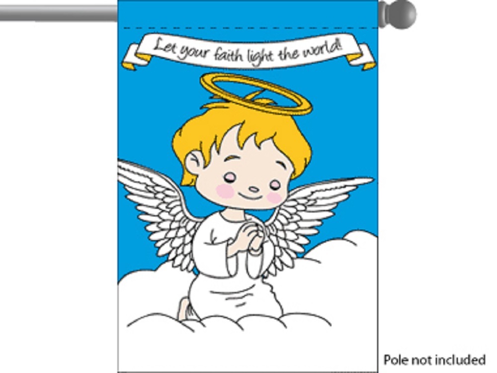 PRAYING ANGEL BOY FAITH RELIGIOUS GARDEN BANNER/FLAG 28"X40" SLEEVED ...