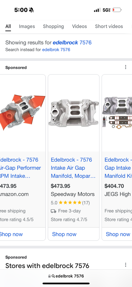 Engine Intake Manifold-Base Edelbrock 7576 | eBay