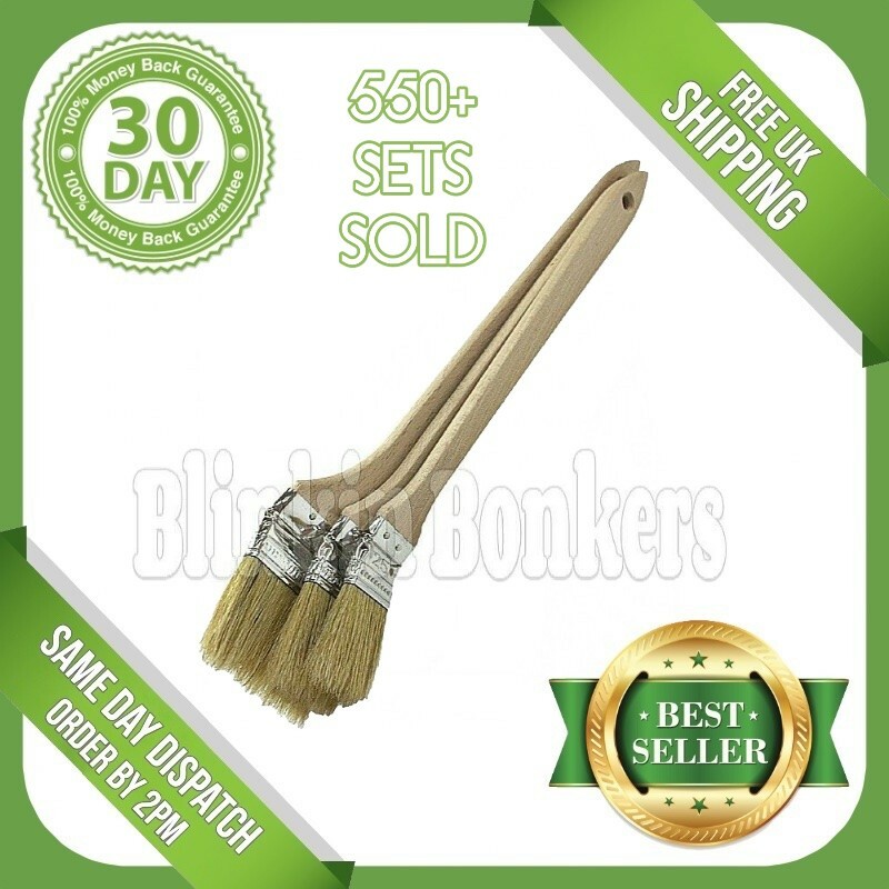 3 RADIATOR PAINT BRUSHES EXTRA LONG LARGE HANDLE WOODEN ANGLE SLANT ...