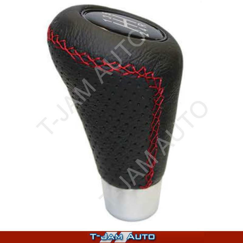 SAAS Genuine Black Leather Gear Knob with Red Stitching Knob 8 Shift ...