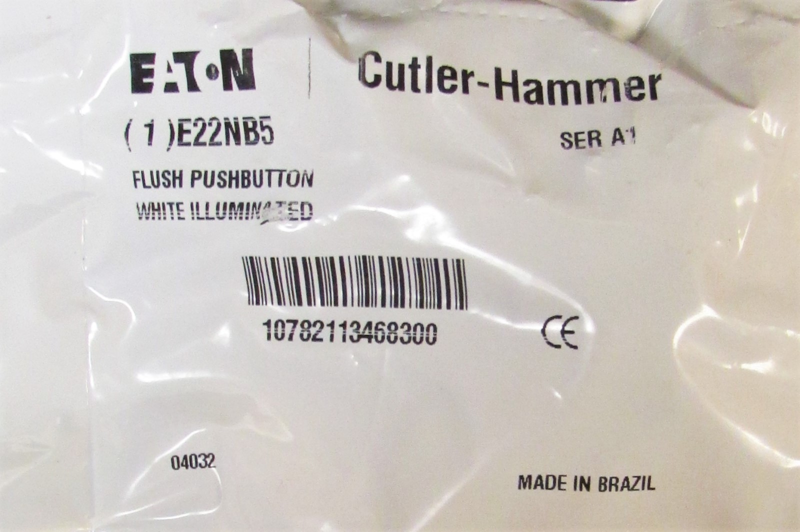 EATON CUTLER HAMMER E22NB5 White Lens Illuminated Push Button E22 NB5 ...