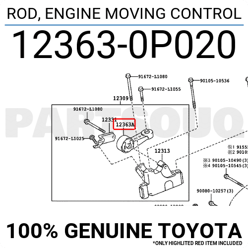 123630P020 Genuine Toyota ROD, ENGINE MOVING CONTROL 12363-0P020 | eBay