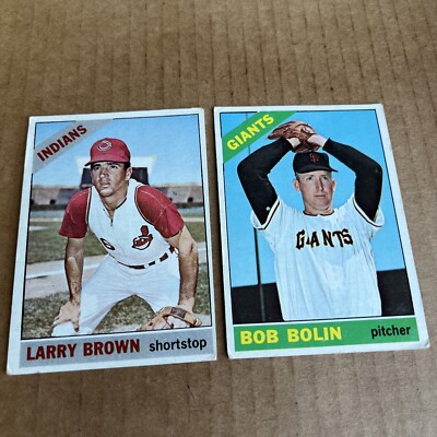 1966 Topps Larry Brown #16 & Bob Bolin #61 Vintage Baseball Cards (d3 ...
