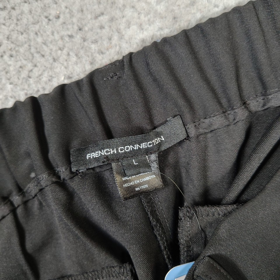 French Connection Pants Womens Large Black Pleated Wide Leg Trouser ...
