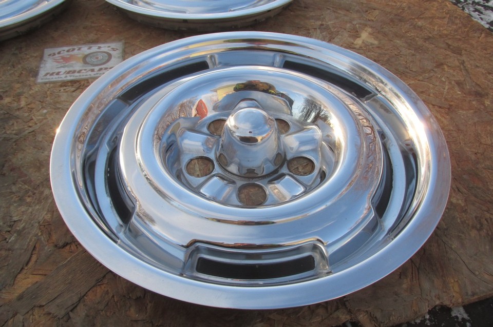 1964-1967 MERCURY COMET CYCLONE CHROME REVERSE STYLE 14" WHEEL COVERS ...