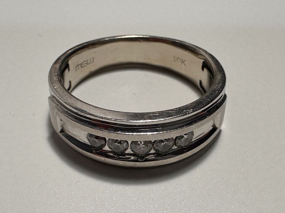 10k White Gold Men's Nat Diamond Wedding Band Ring 0.5 Cttw Kay ...