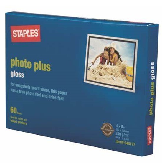 Staples Photo Plus Gloss Paper 4" x 6" 60 Sheets for Inkjet Printer | eBay