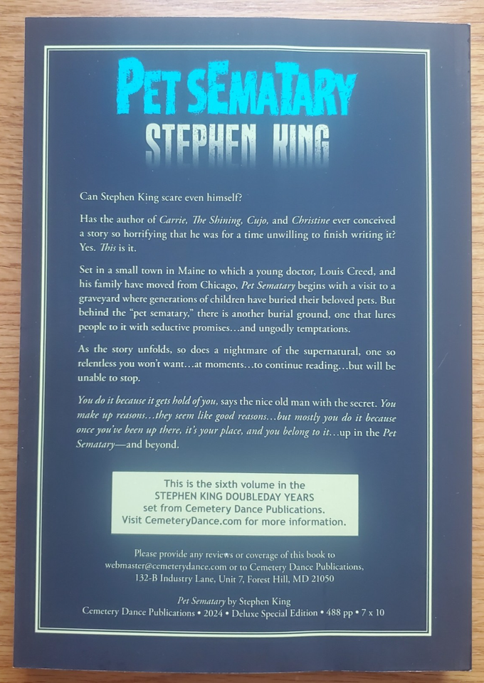 STEPHEN KING Pet Sematary ARC [DOUBLEDAY COLLECTION] CEMETERY DANCE w ...