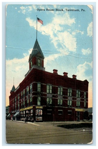1921 Opera House Block Tarentum Pennsylvania PA Posted Antique Postcard ...