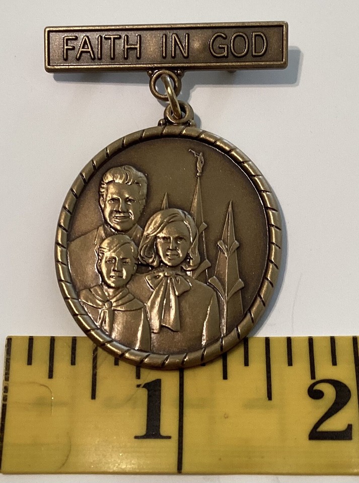 LDS Faith In God Pin Temple Family Dad Mom Boy Scout Mormon Brass-Tone ...