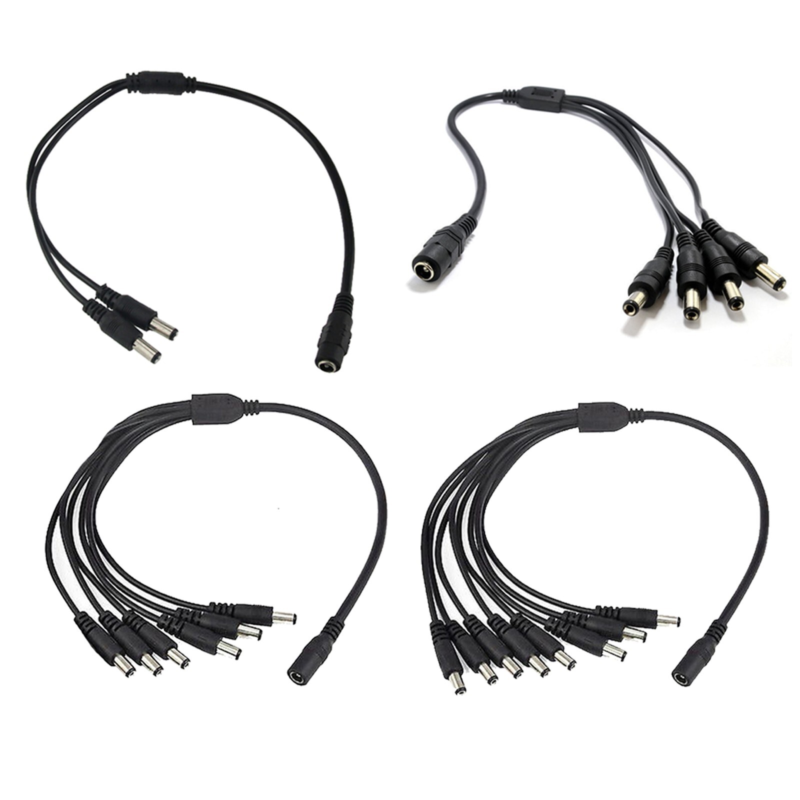 12V DC CCTV Power Splitter Cable For Camera 2.1mm Female to 2/4/6/8 Way ...