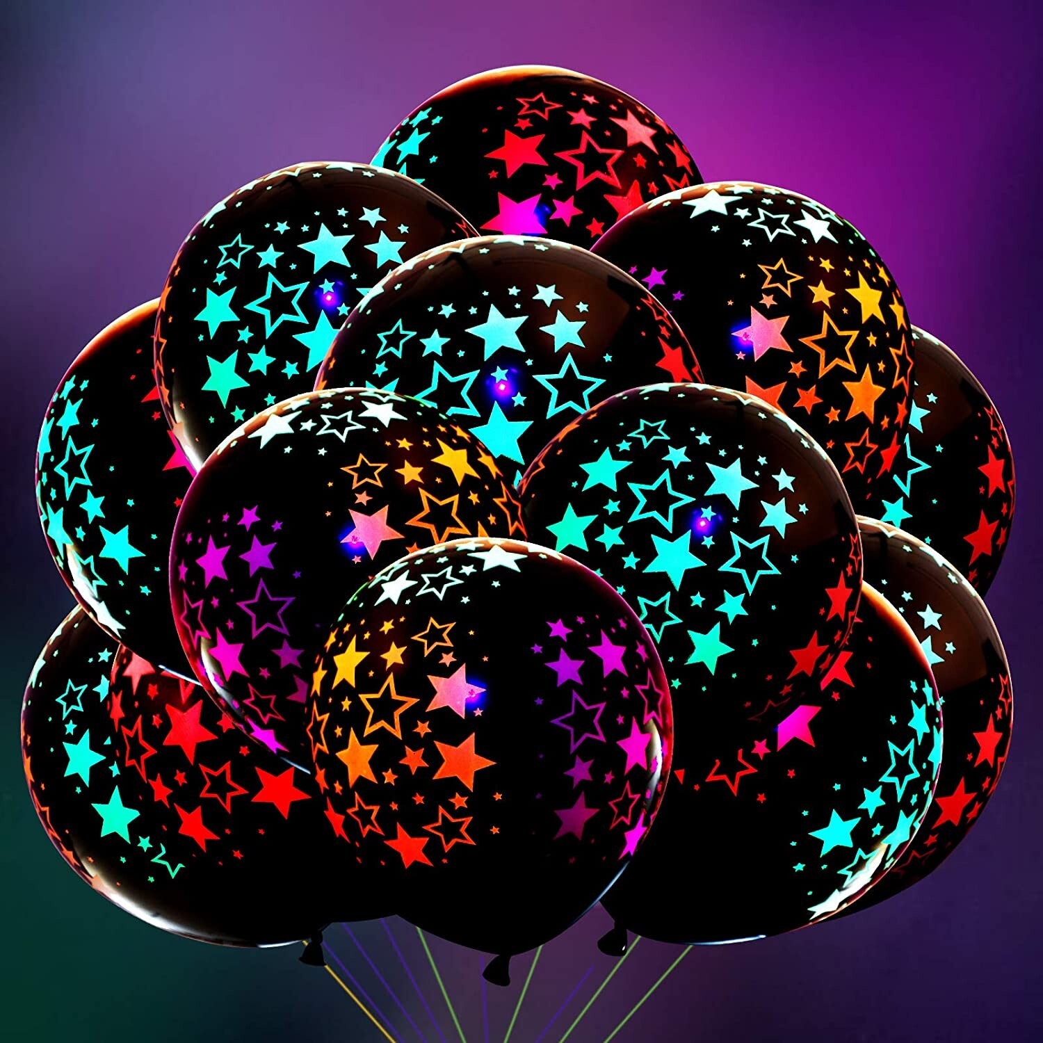 Star Print Radium Balloon 10Pcs Glow in the Dark Baloons Disco Night ...