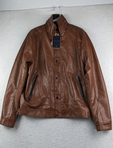 Marc Asher New York Faux Leather Jacket Men's Medium Brown Full Zip ...