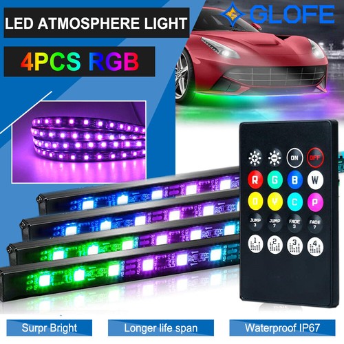 RGB Under Car Strip Light LED Neon Tube Underglow Underbody Voice ...