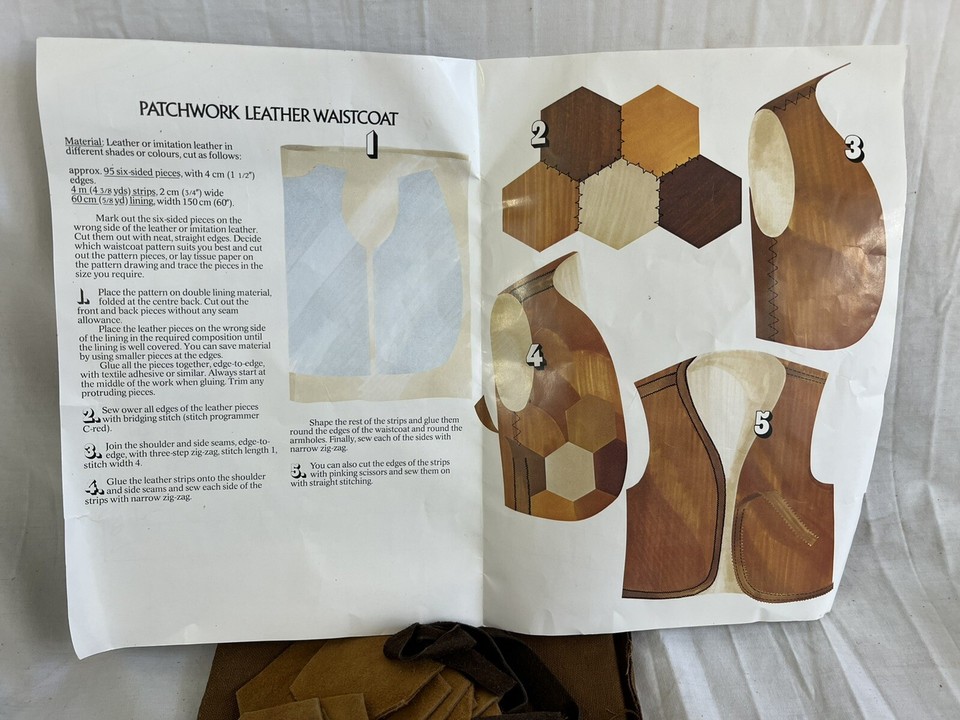 NEW VINTAGE 1977 HUSQVARNA VIKING Leather Patchwork Waistcoat Vest ...