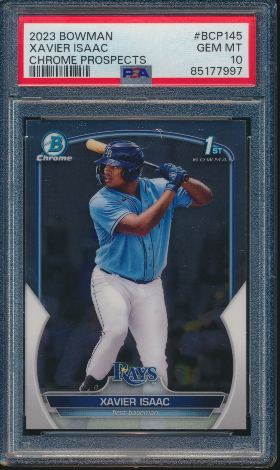 PSA 10 XAVIER ISAAC 1st 2023 Bowman Chrome Prospects RAYS Rookie RC GEM ...