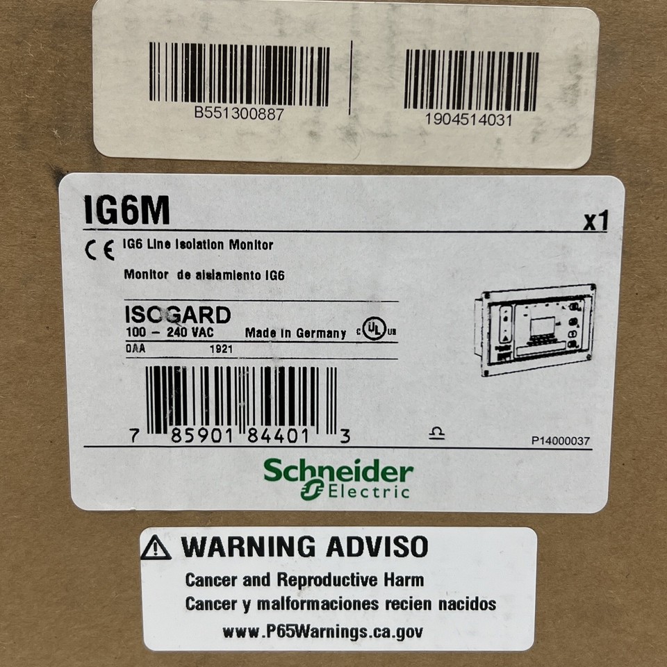 Schneider IG6M Line Isolation Monitor ISOGARD 100-240VAC, NEW IN SEALED ...