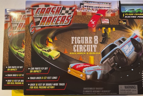 Lot of 2 Crash Racers Figure 8 Circuit Motorized Vehicle Playset ...