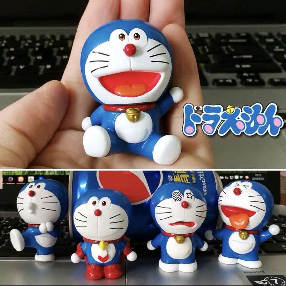 New Set of 6Pcs Doraemon Expressions Figures Kawaii Car Decorations ...