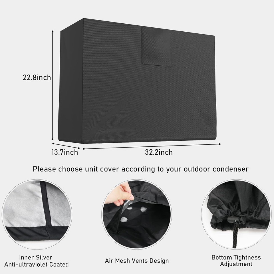 Mini Split Air Conditioner Cover for Outdoor Condenser 32.2 X 13.7 X 22 ...