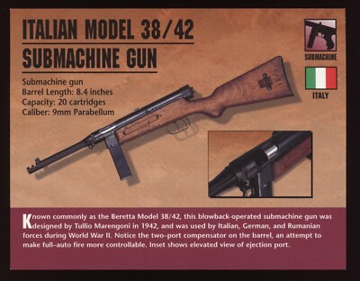 Italian Model 38 / 42 Submachine Gun Atlas Classic Firearms Card | eBay