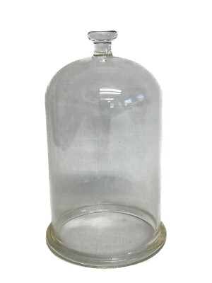 Laboratory Glass Filling Bell Jar w/ Knob 6-5/8” H x 3.9" OD Base 83mm ...