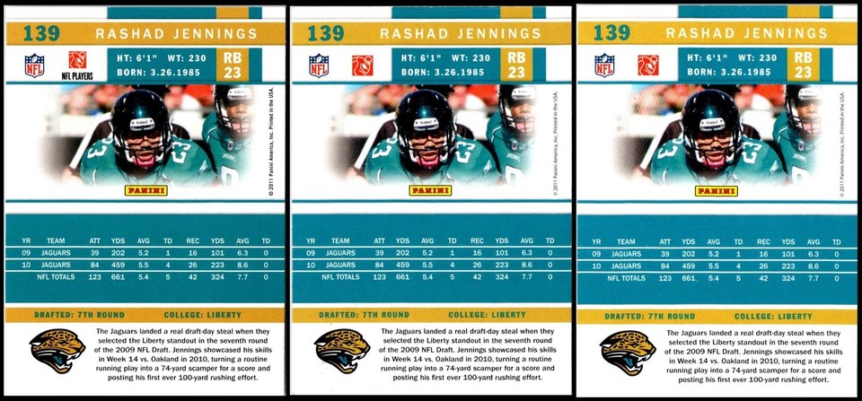 Score Rashad Jennings Jacksonville Jaguars (3) Card Lot - GOING, GOING ...