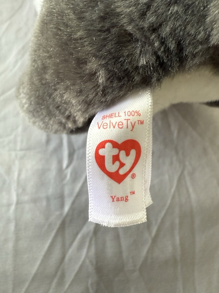 VelveTy Ty Yang Kitty Cat Plush Stuffed Animal 6" Gray White Green Eyes ...