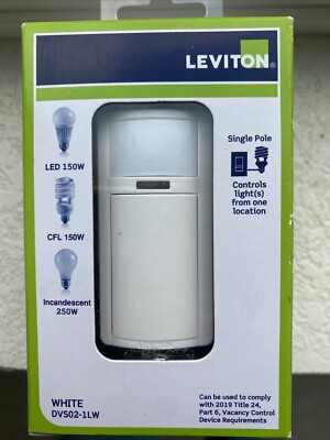 Leviton DVS02-1LW Decora Vacancy Motion Sensor In-Wall Switch, Manual ...