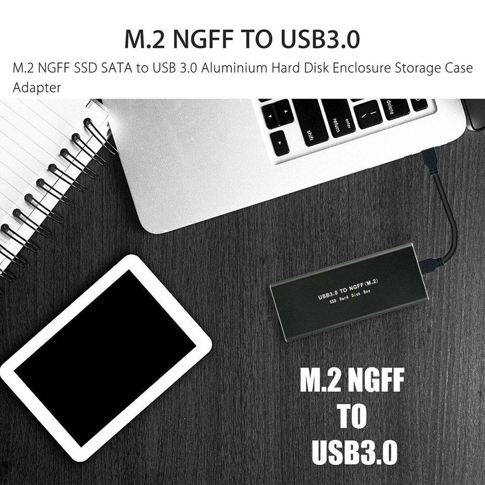 Aluminum M.2 SATA SSD to USB 3.0 External SSD Reader Converter Adapter ...