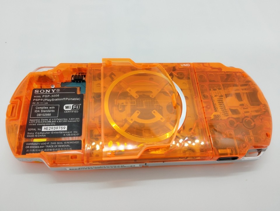 Sony PSP-3000 Playstation Portable Handheld Console Clear Orange Shell ...