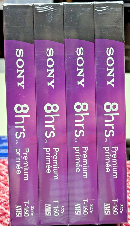 Sony VHS T-160 Premium Grade 8-Hour VHS Blank Tapes-4 pack-New-Free ...