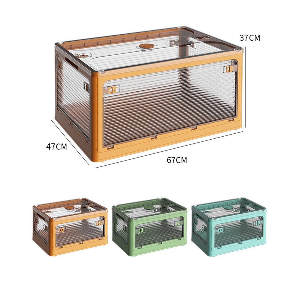 Storage Box with Lid Wheels Folding Container Case Organsier Front/Side ...