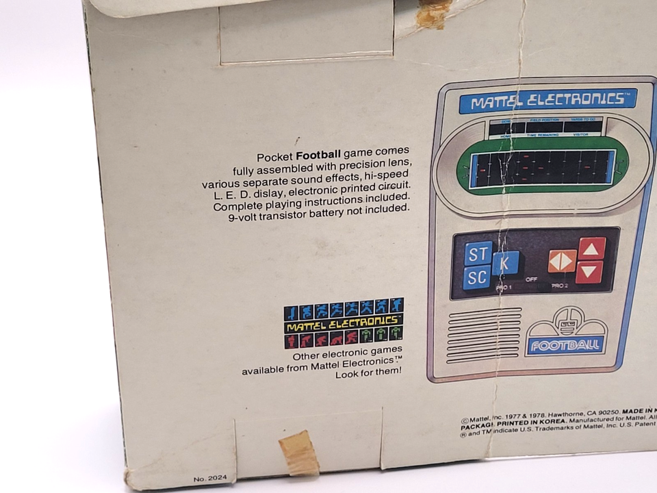 VTG 1977 Mattel Electronics Football Handheld Video Game w/ Original ...