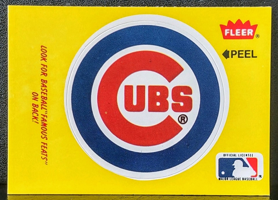 1986 Fleer Chicago Cubs Logo Sticker & Baseball's Famous Feats Walter ...