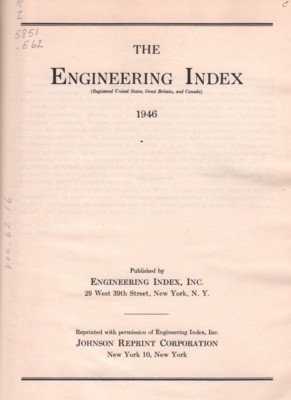 The Engineering Index 1946 by Engineering Index Inc FAA 111918AME2 | eBay