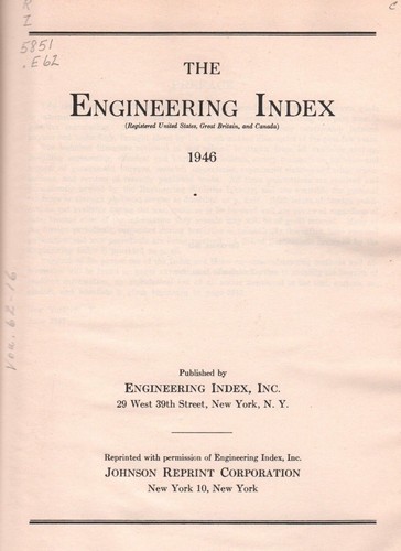 The Engineering Index 1946 by Engineering Index Inc FAA 111918AME2 | eBay