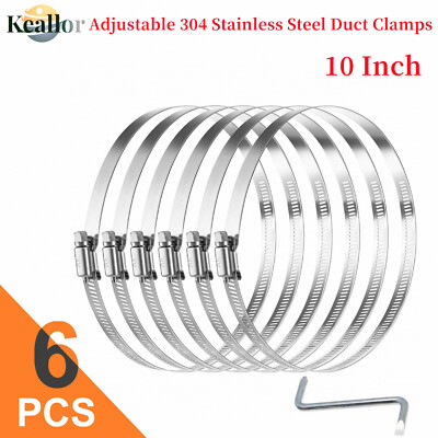 10 Inch Stainless Steel Duct Clamp Worm Gear Adjustable 232-254mm Hose ...