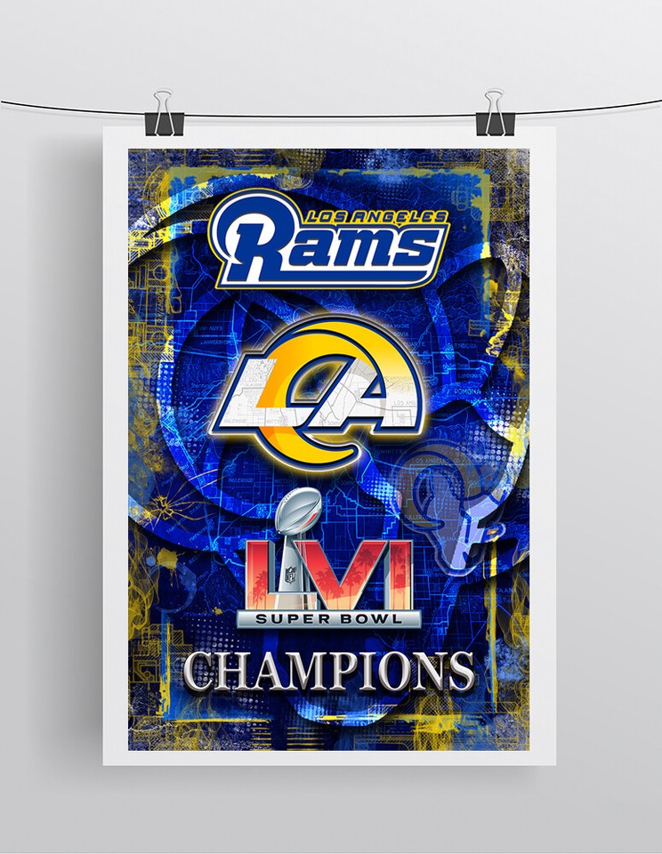 LOS ANGELES RAMS Super Bowl 56 12x18in Poster, LA Rams Super Bowl LVI ...