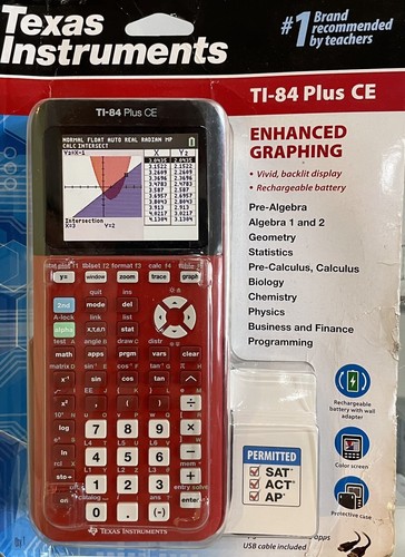 Texas Instruments TI-84 Plus CE Color Graphing Calculator, RED 7.5 Inch ...