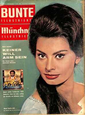 1961 BUNTE Magazine Sophia Loren RARE COVER Haile Selassie Special ...
